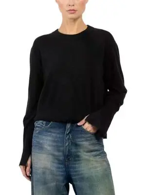 ARLO MOTT Split-hem Long-sleeve Sweater - Black