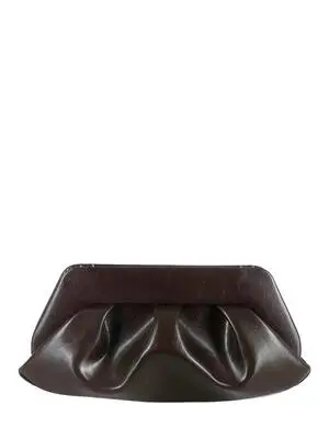THEMOIRE Emera Pleated Leather Shoulder Bag - Brown