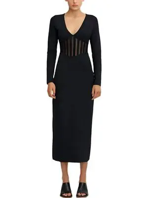Significant Other Arla Sheer-paneled Dress - Black