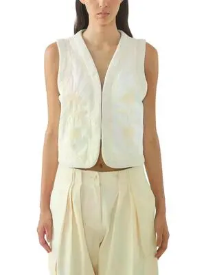Antik Batik Embroidered Sleeveless Vest - White