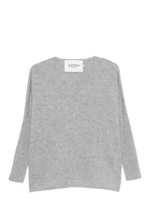 GOTHA V-neck Long Sleeve Sweater - Grey
