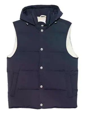 Eleventy Quilted Hooded Vest - Blue