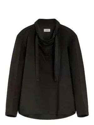 LEMAIRE High-neck Drawstring Blouse - Brown