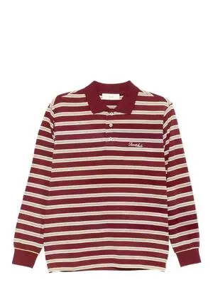 DUNST Striped Long-sleeved Polo Shirt - Red
