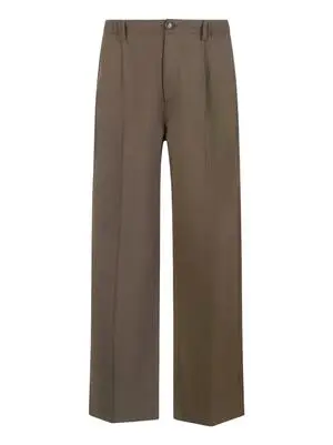 Marni Pleated Wide-leg Trousers - Brown