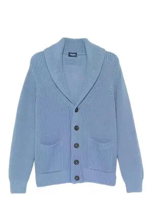DRUMOHR Shawl-collar Patch-pocket Cardigan - Blue