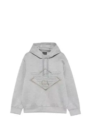 Emporio Armani Logo-embroidered Hoodie - Grey