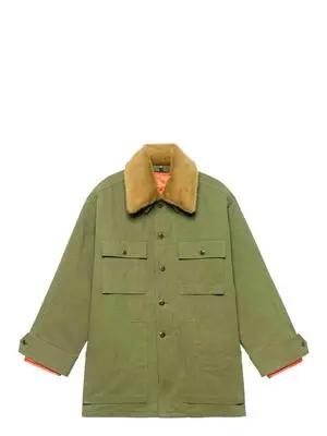 The Great. The Quilted Liner Military Coat - Green