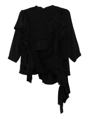 ALAINPAUL Ruffled Asymmetric Top - Black