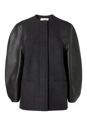 Fendi Leather-paneled Wool Jacket - Black