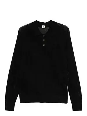 THE GARMENT Mesh Polo Top - Black
