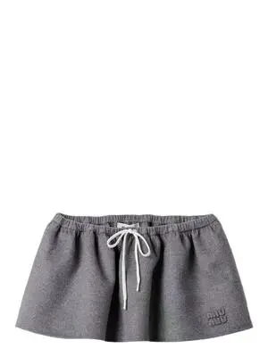Miu Miu Drawstring-waist Mini Skirt - Grey