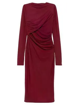 AMAZUIN Draped Long-sleeve Dress - Red