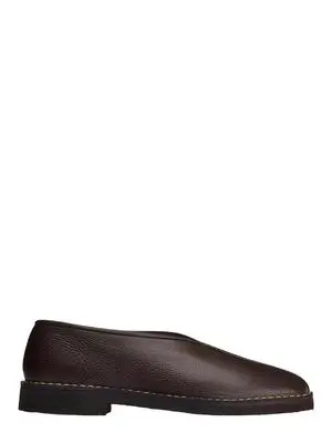 LEMAIRE Square-toe Leather Loafers - Brown