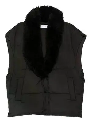 IRO PARIS Quilted Faux-fur Collar Vest - Black