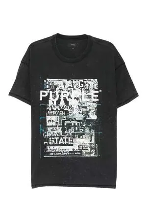 PURPLE BRAND Graphic-print Distressed T-shirt - Black