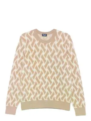 DRUMOHR Geometric-pattern Wool Sweater - Neutrals