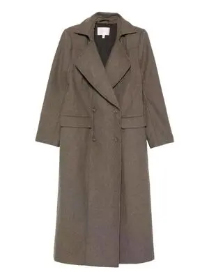 GESTUZ Double-breasted Notched Lapel Coat - Brown