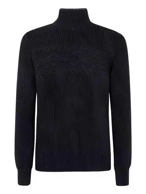 Zegna Cable-knit High-neck Sweater - Black