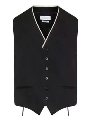 Alexander McQueen Contrast-collar Button-fastening Waistcoat - Black