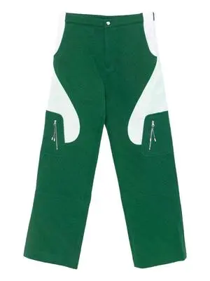 Casablanca Quilted Panelled Trousers - Green