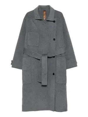 GLOX Belted Patch-pocket Coat - Grey