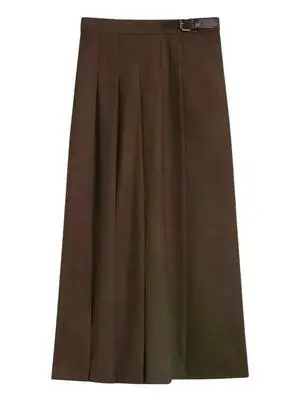 Max Mara Pleated Buckle-fastening Midi Skirt - Brown