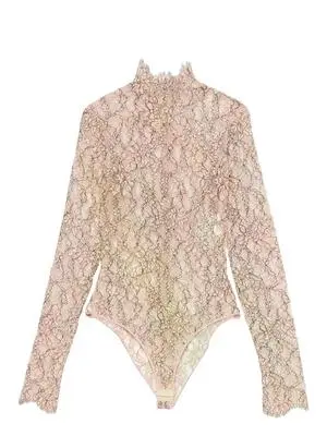 Valentino Garavani Floral Lace High-neck Bodysuit - Neutrals