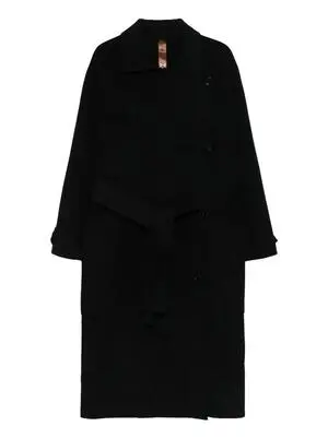 GLOX Belted Patch-pocket Coat - Black