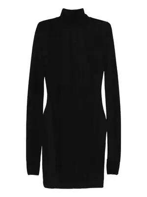 AMAZUIN Ribbed High-neck Top - Black