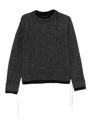 Sacai Double-layered Frayed-edge Sweater - Grey