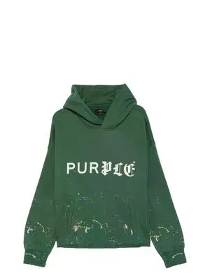 PURPLE BRAND Logo-print Splatter-effect Hoodie - Green