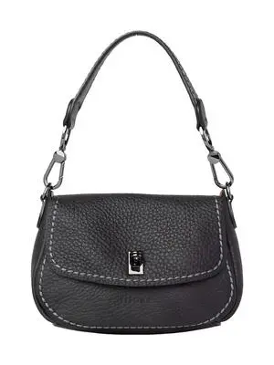 VISONA` Leather Shoulder Bag - Black