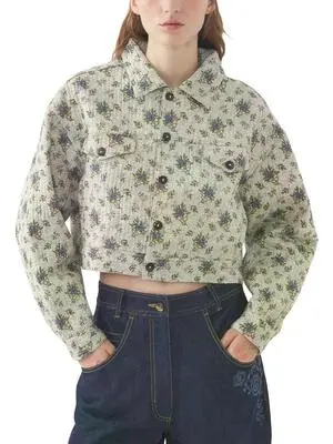 Antik Batik Floral-print Cropped Jacket - Green