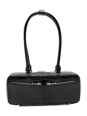 SELF-PORTRAIT Crocodile-effect Zip-top Shoulder Bag - Black