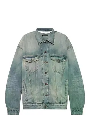 Balenciaga Distressed Denim Jacket - Blue