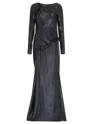 Talbot Runhof Draped Ruffled Maxi Dress - Black