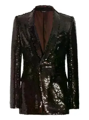 Dolce & Gabbana Sequin-embellished Single-breasted Blazer - Brown