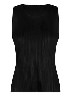 Issey Miyake Pleated Sleeveless Top - Black