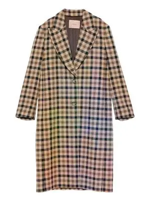TWINSET Checked Single-breasted Coat - Neutrals