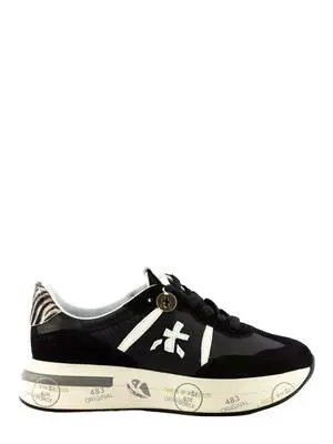 Premiata Cassie Zebra-panel Leather Sneakers - Black