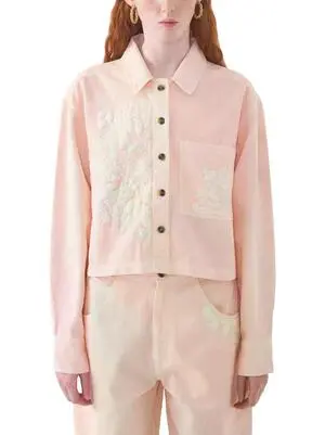 Antik Batik Floral-embroidered Cropped Jacket - Pink