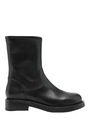 JULIE DEE Leather Ankle Boots - Black