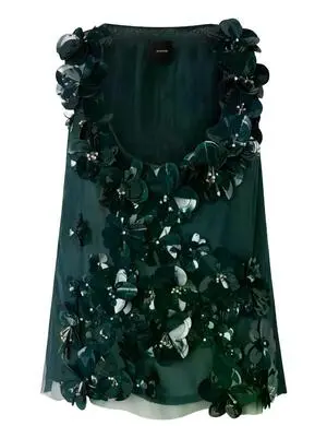 Pinko Flower-embellished Sleeveless Blouse - Green