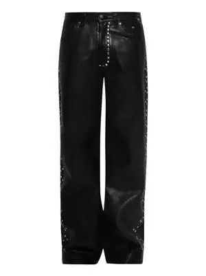 EARTHLING VIP Leather Studded Trousers - Black