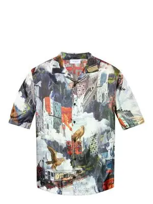 Off-White Collage-print Short-sleeve Shirt - Blue