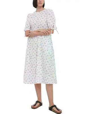 Barbour Floral Print Midi Day Dress - White