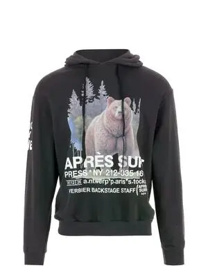 APRÈS SURF Bear-print Drawstring Hoodie - Black