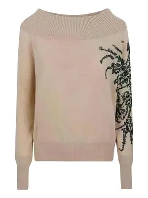 Ermanno Scervino Sequin-embellished Boat-neck Cashmere Sweater - Neutrals