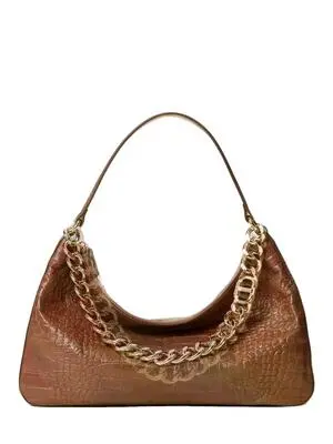 TWINSET Crocodile-effect Chain Shoulder Bag - Brown